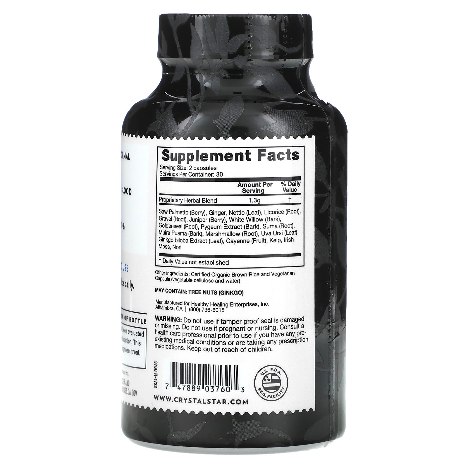 Crystal Star, Prostate Support, 60 Vegetarian Capsules