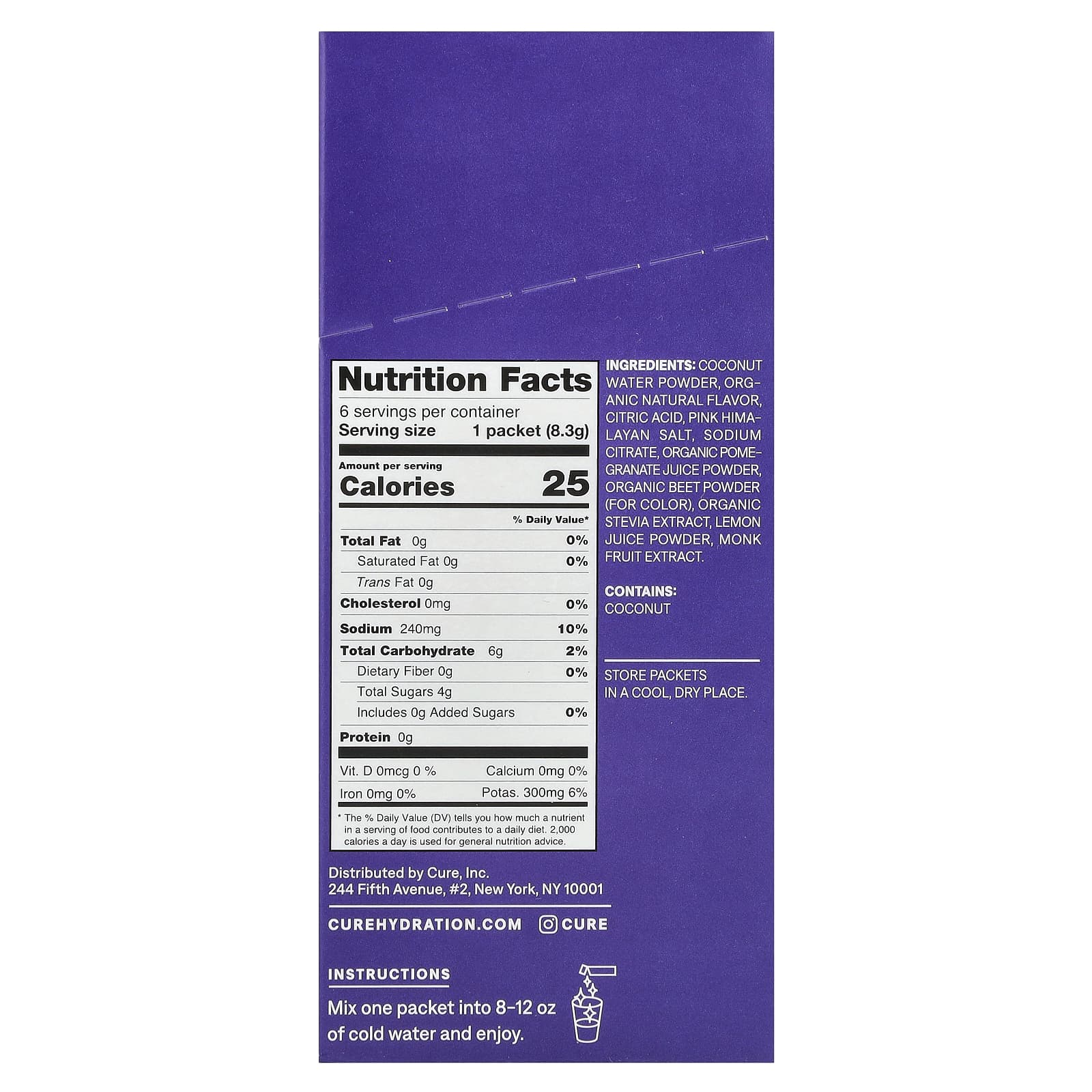 Cure Hydration, Kids, Electrolyte Drink Mix, Mixed Berry, 6 Packets, 0. ...