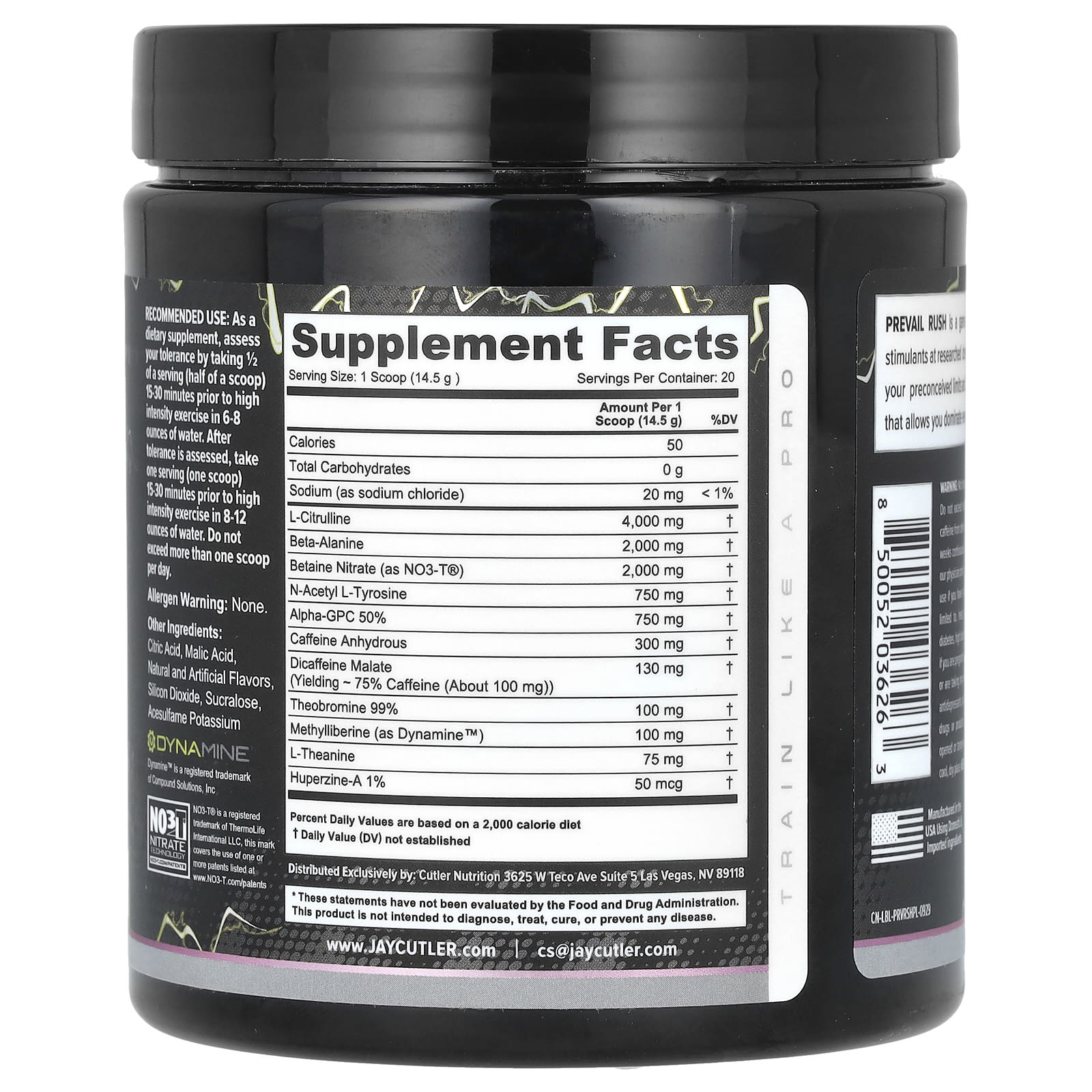 Cutler Nutrition, Prevail Rush, High-Stim Formula, Pink Lemonade, 10.22 ...