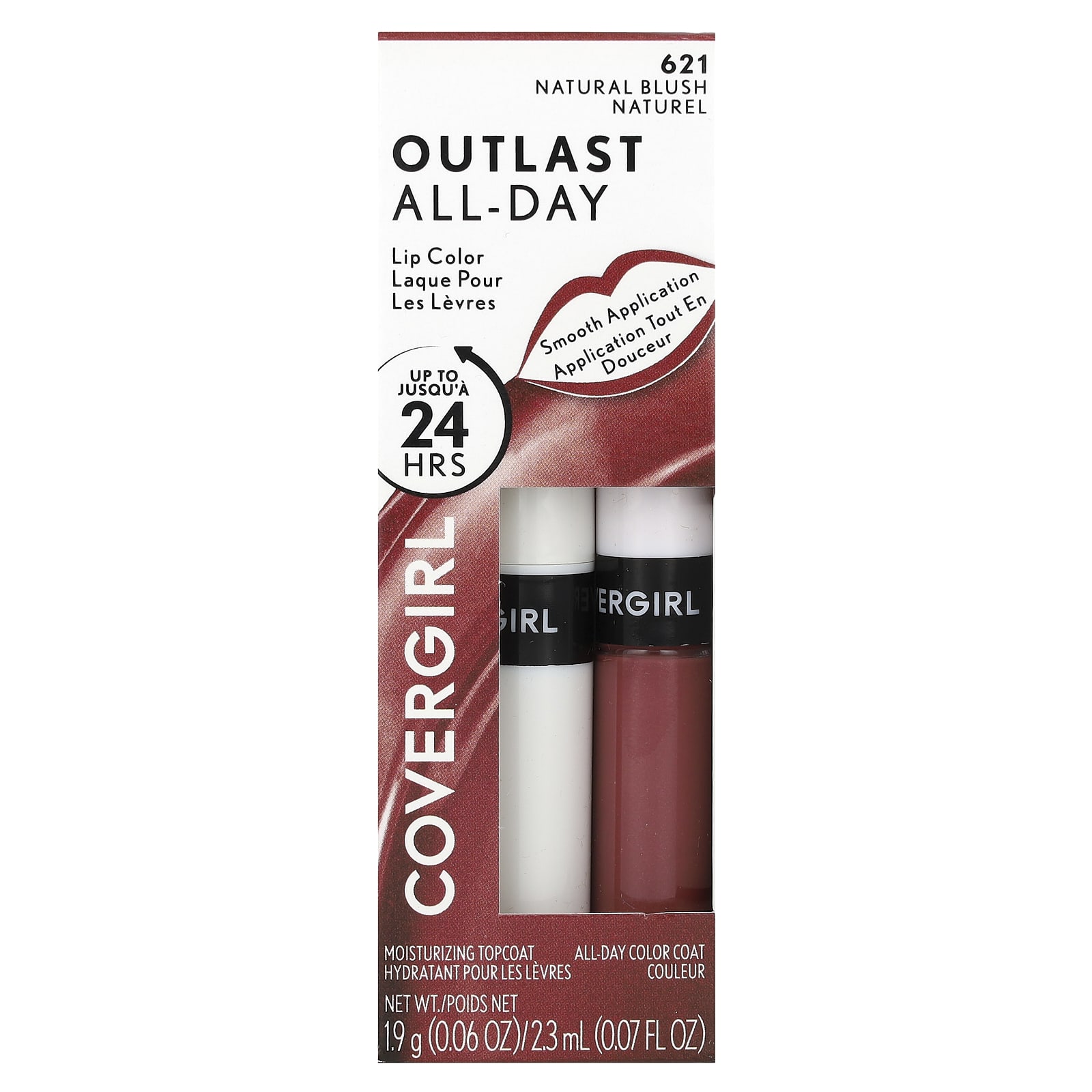 Covergirl, Outlast All-Day Lip Color, 621 Natural Blush, 2 Piece Set