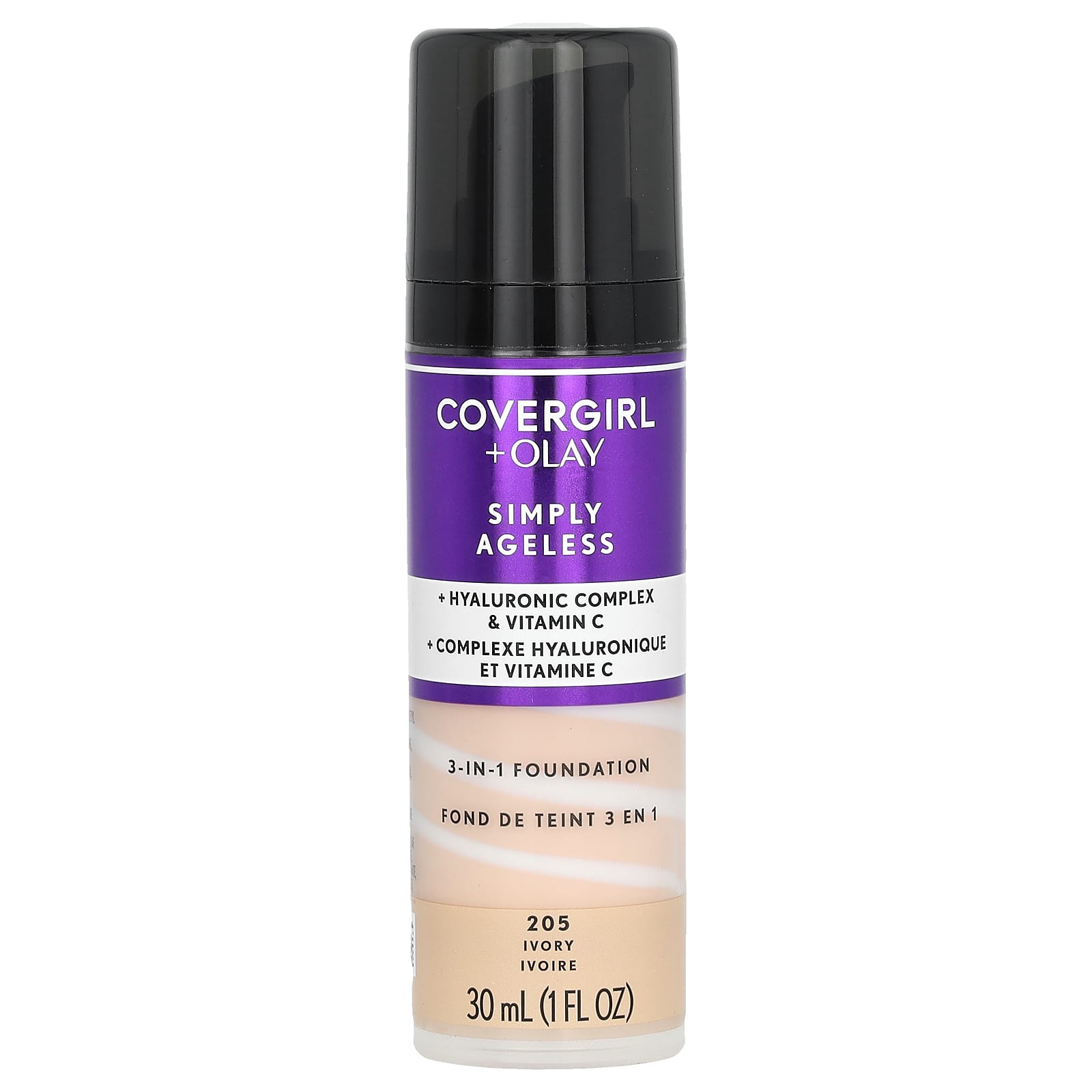 Covergirl, Olay Simply Ageless, 3-in-1 Foundation, 205 Ivory, 1 fl oz ...