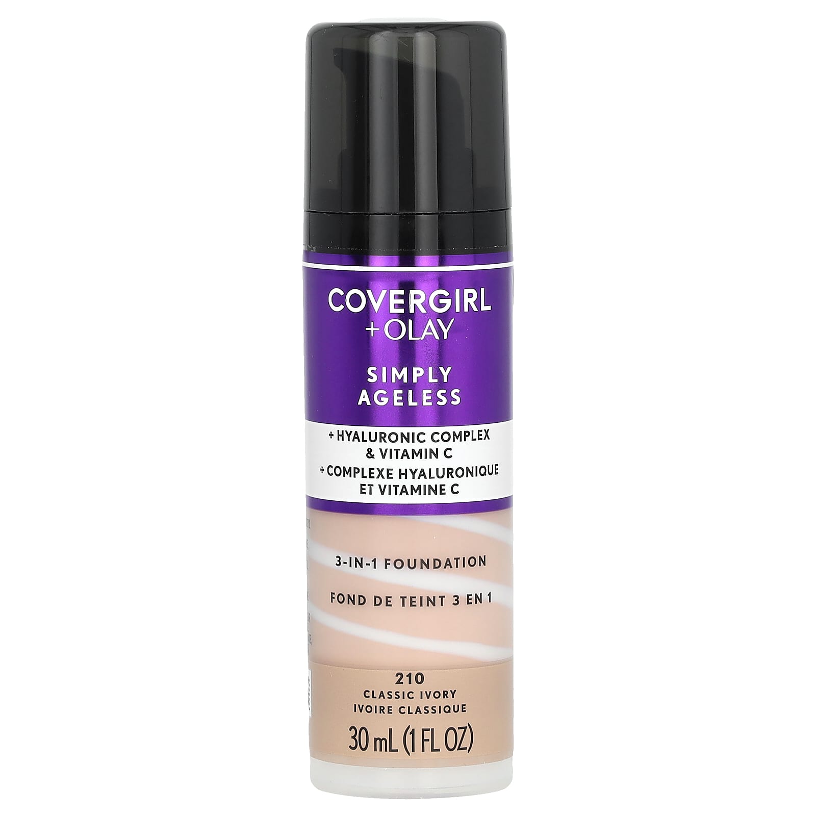 Covergirl, Olay Simply Ageless, 3-in-1 Foundation, 210 Classic Ivory, 1 ...