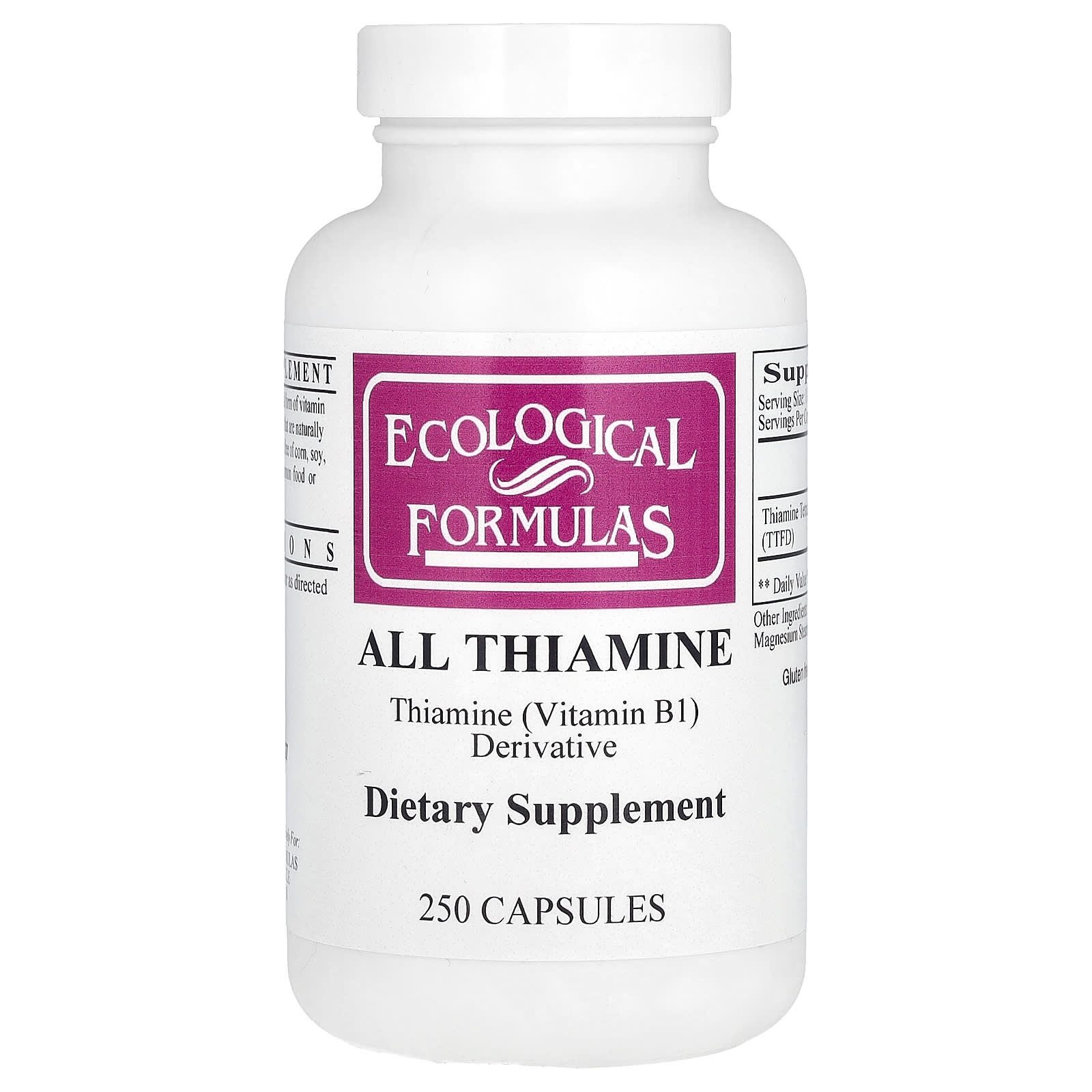 Ecological Formulas, All Thiamine, 250 Capsules