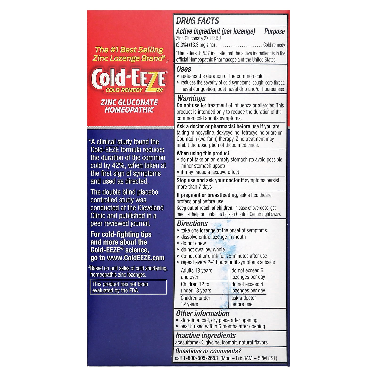 Cold Eeze, Cold Remedy, Zinc Gluconate Homeopathic, Natural Wild Cherry ...