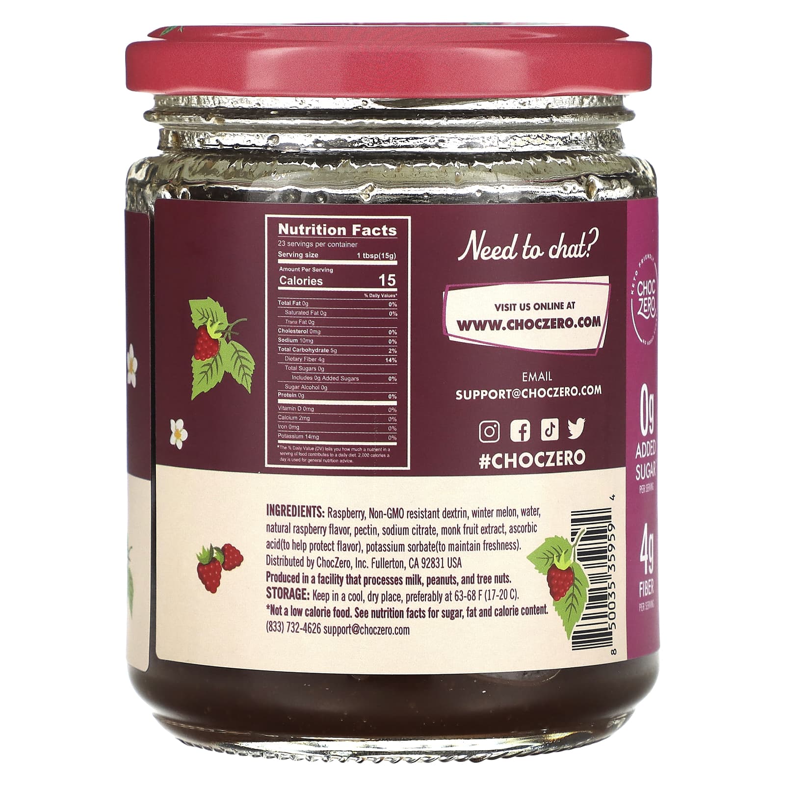 ChocZero, Raspberry Jam Style, 12 oz (340 g)