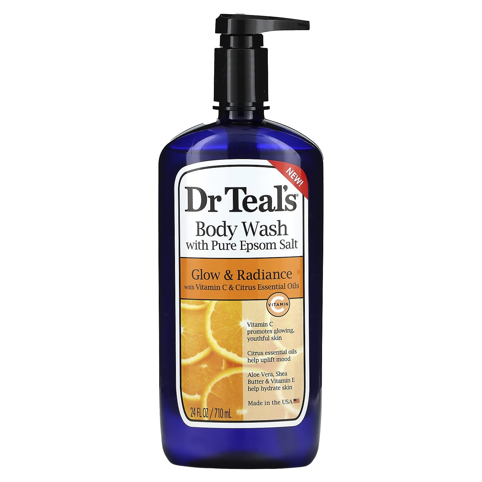 Dr. Teal's, ピュアエプソムソルト配合ボディウォッシュ、グロウ＆ラディアンス、710ml（24液量オンス）
