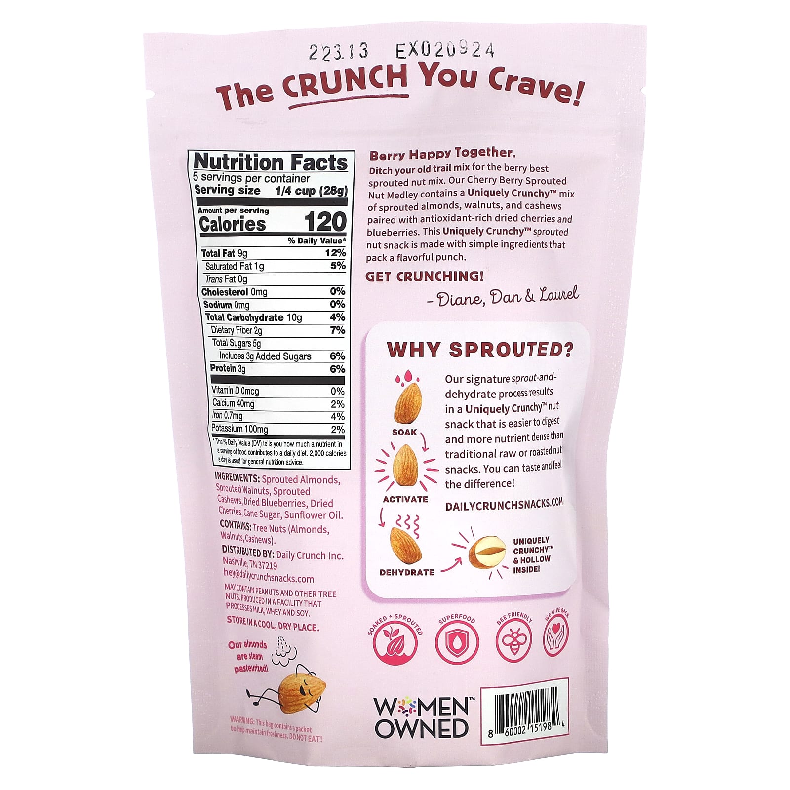 Daily Crunch, Sprouted Nut Medley, Cherry Berry, 5 oz (141 g)
