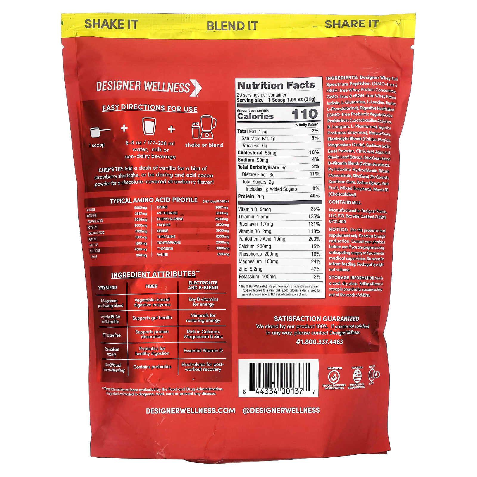 Designer Wellness, Designer Whey, Natural 100% Whey Protein Powder ...