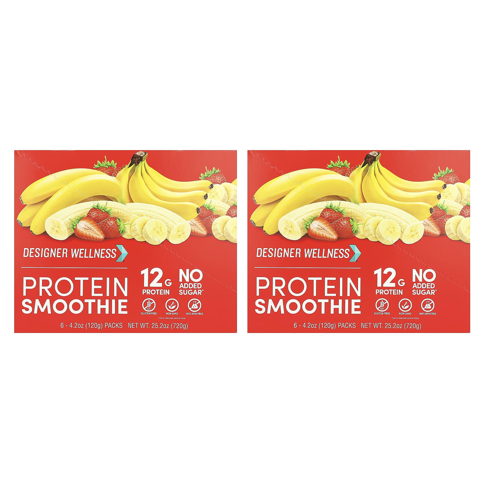 Designer Wellness, Protein Smoothie, Strawberry Banana, 12 Packs, 4.2 ...