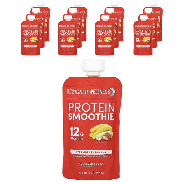 Designer Wellness, Protein Smoothie, Strawberry Banana, 12 Packs, 4.2 ...