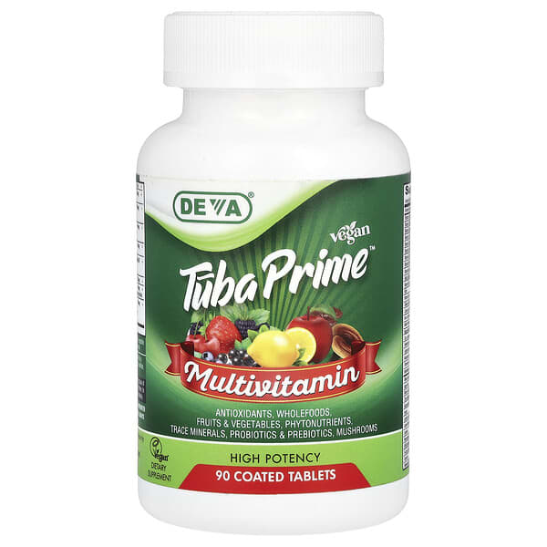 Deva, Vegan Tuba Prime®, Multivitamin, High Potency, 90 Coated Tablets