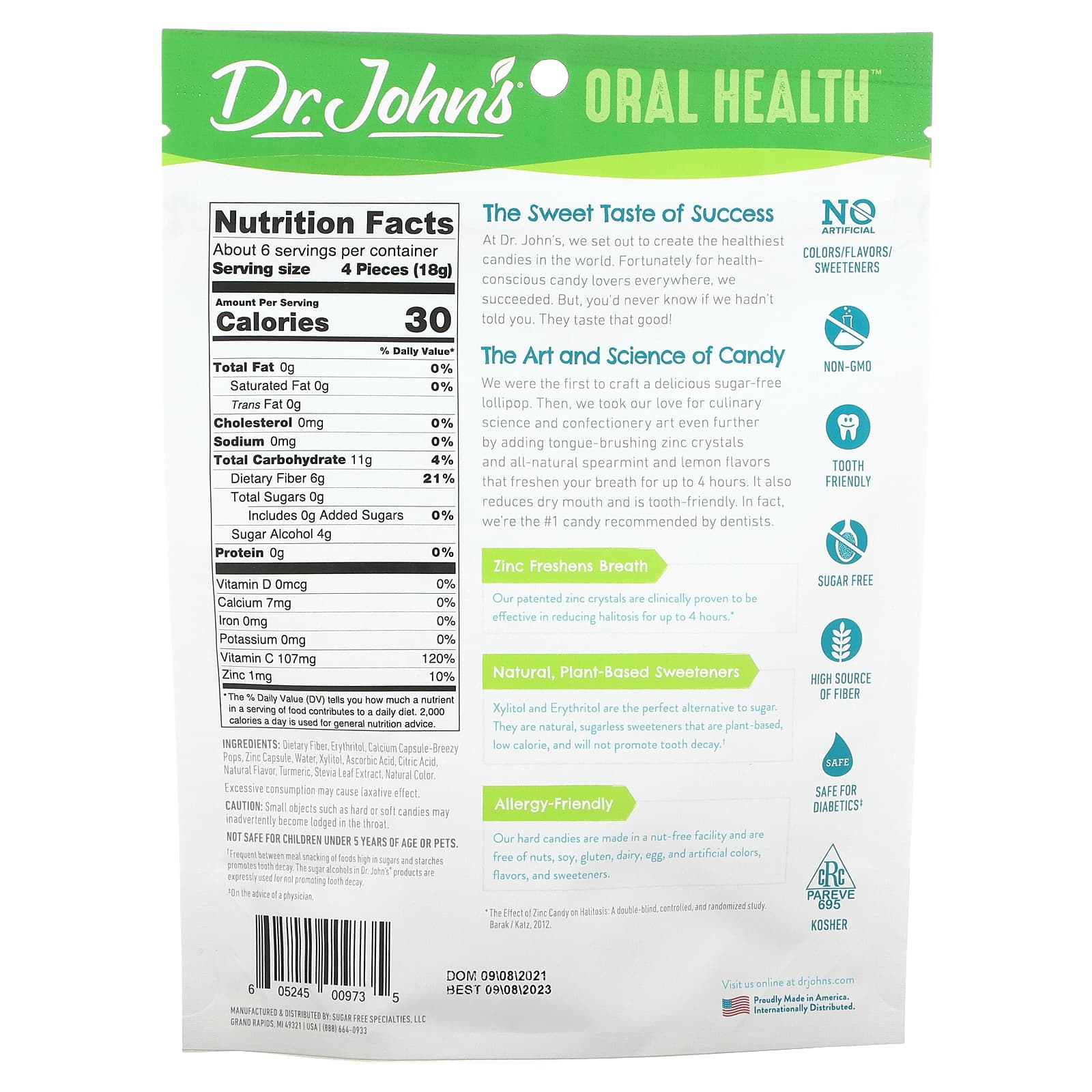 Dr. John's Healthy Sweets, Oral Health, Fresh Breath Drops, + Zinc ...