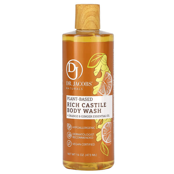 Dr. Jacobs Naturals, Plant-Based Rich Castle Body Wash, Orange & Ginger ...