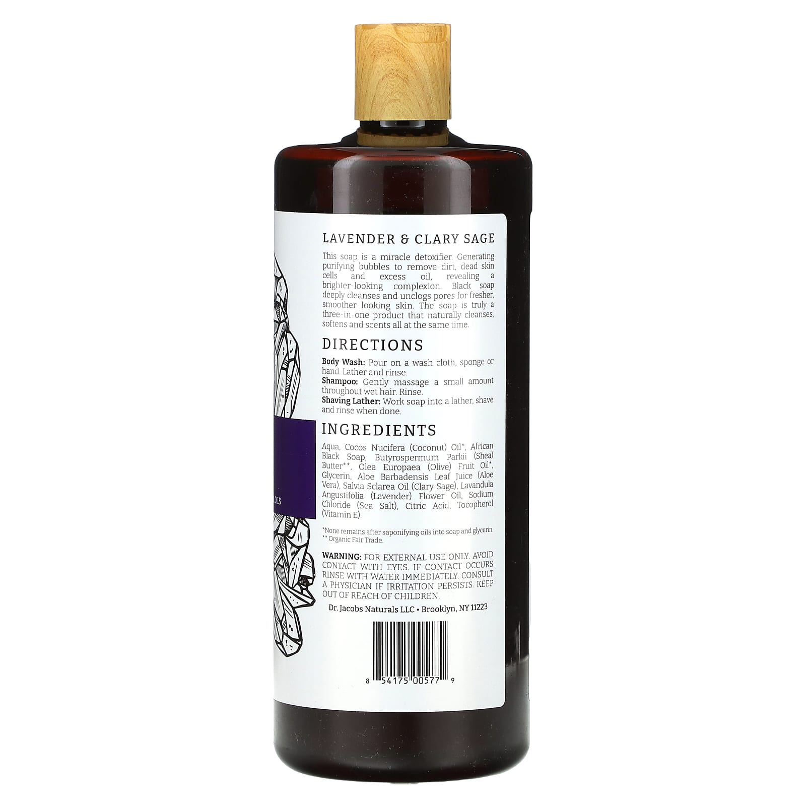 Dr Jacobs Naturals Plant Based African Black Soap Body Wash Lavender