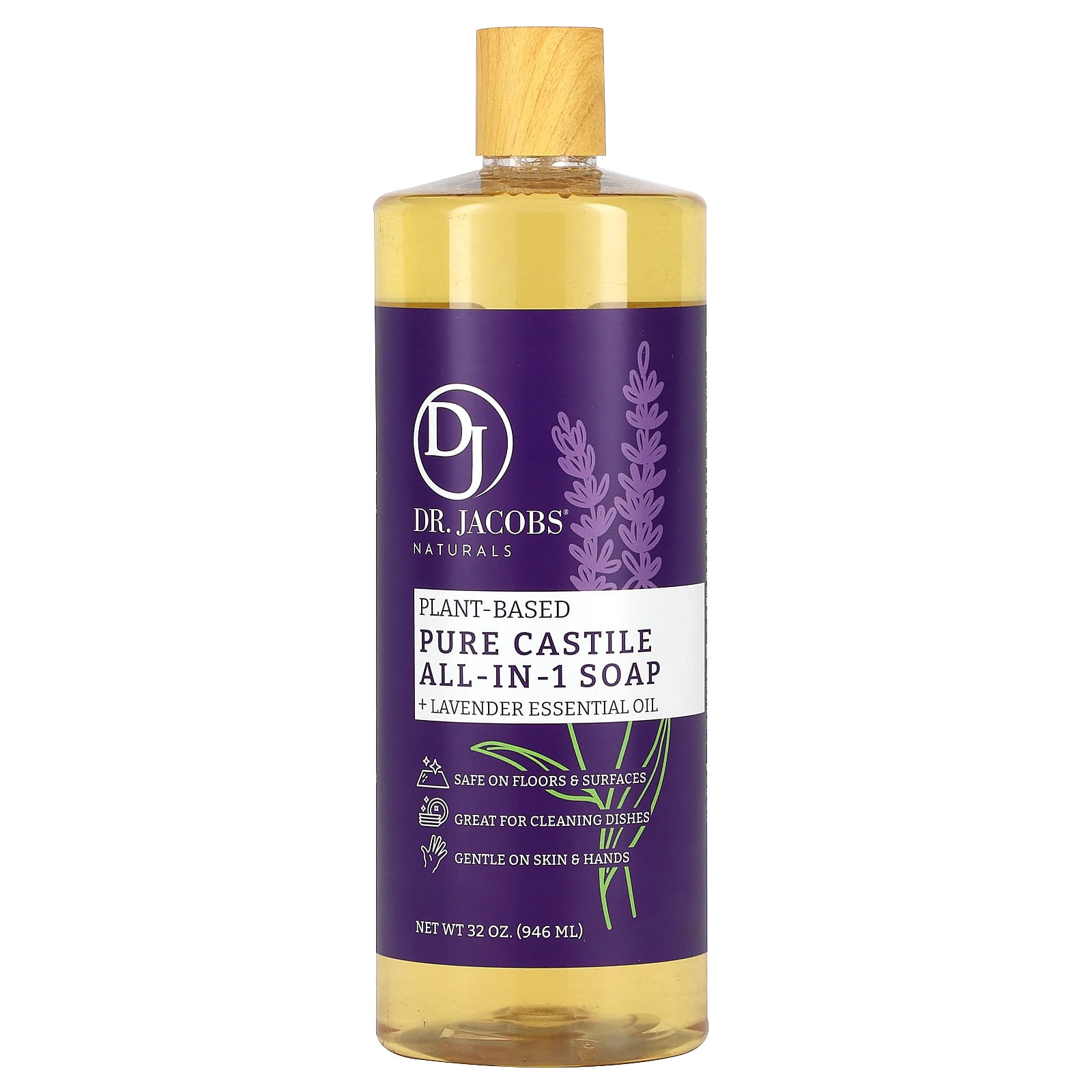Dr. Jacobs Naturals, Plant-Based Pure Castile All-In-1 Soap, Lavender ...