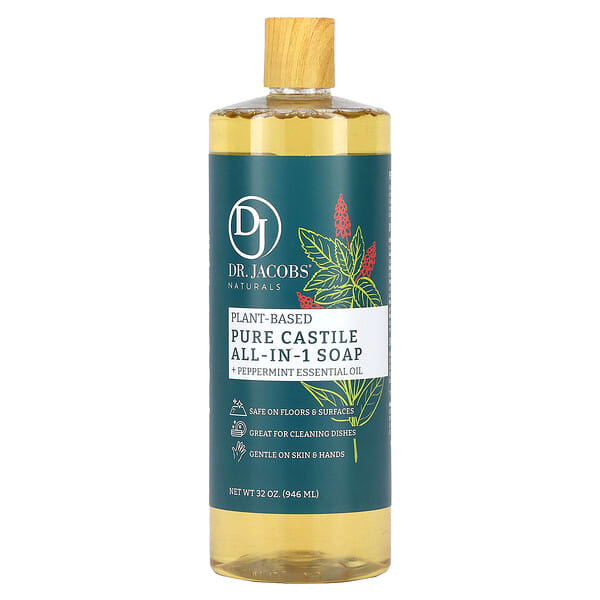 Dr Jacobs Naturals Plant Based Pure Castile All In 1 Soap Peppermint