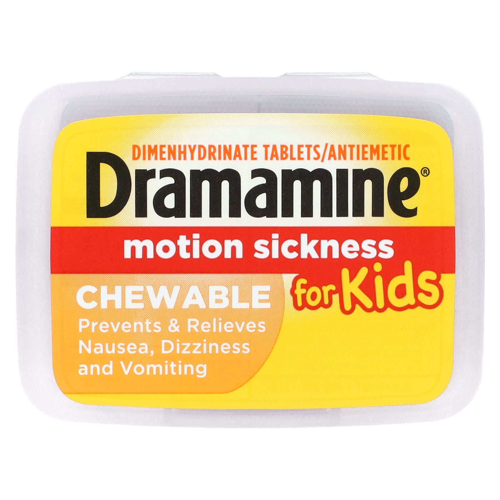 Dramamine, Motion Sickness For Kids, Ages 2 -12, Travel Case, Grape, 25 ...