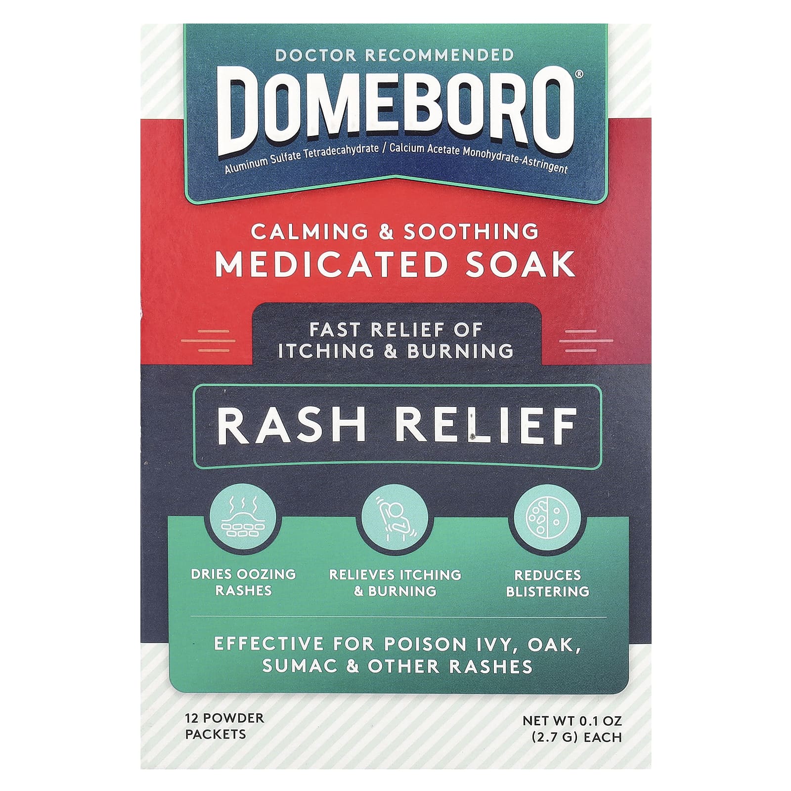 Domeboro, Medicated Soak, Rash Relief, 12 Powder Packets, 0.1 oz (2.7 g ...