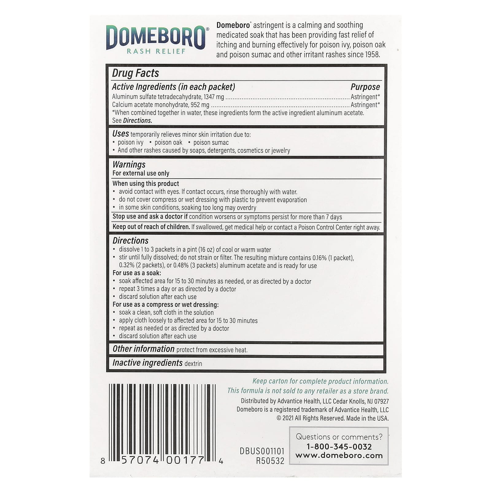 Domeboro, Medicated Soak, Rash Relief, 12 Powder Packets, 0.1 oz (2.7 g ...