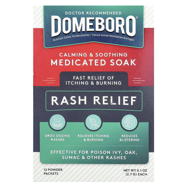 Domeboro, Medicated Soak, Rash Relief, 12 Powder Packets, 0.1 oz (2.7 g ...