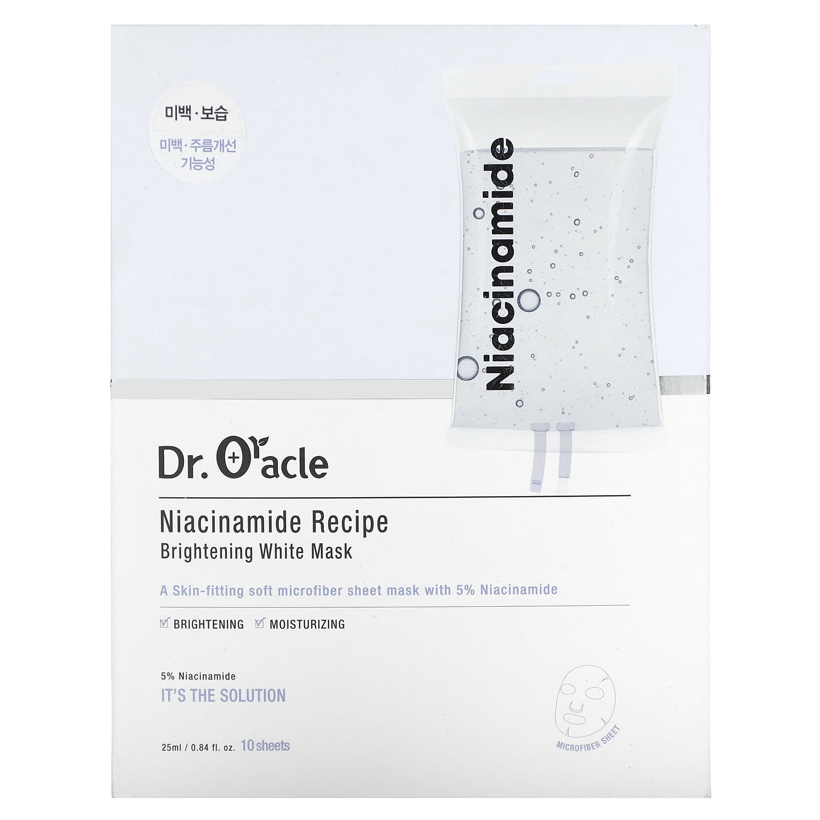 Dr. Oracle, Niacinamide Recipe, Brightening White Beauty Mask, 10 Sheets, 0.84 fl oz (25 ml)