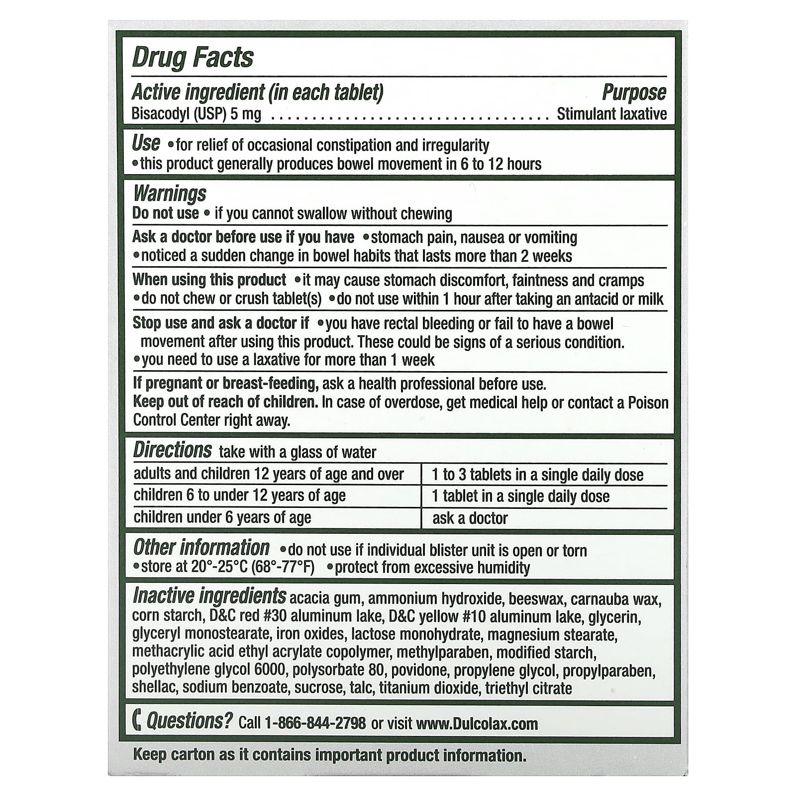 Dulcolax, Laxative, 50 Comfort Coated Tablets