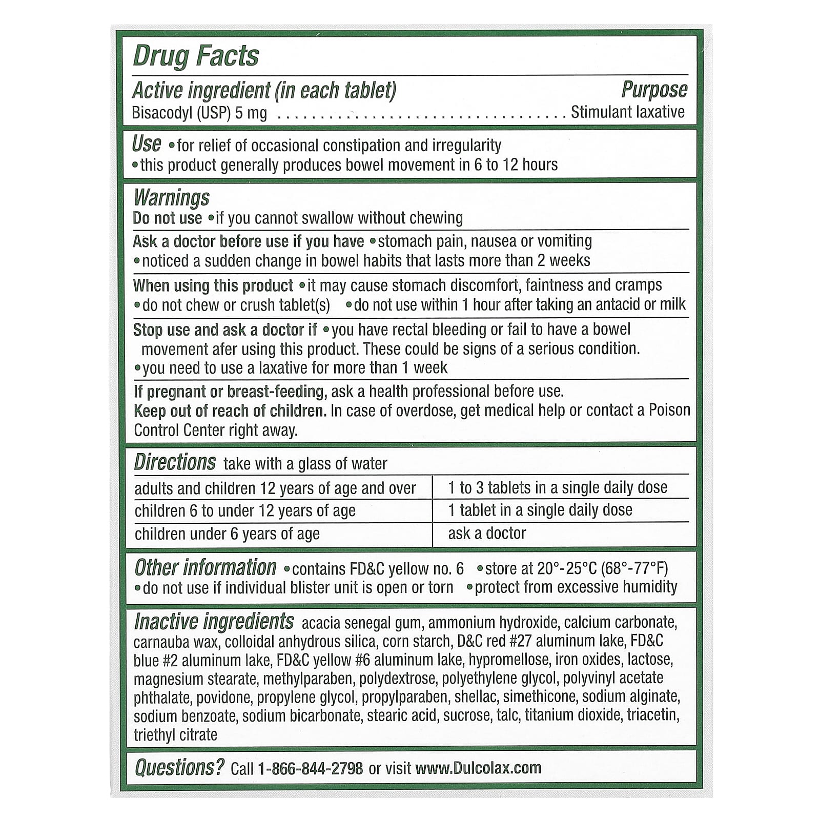 Dulcolax, Pink Laxative, 5 mg, 25 Comfort Coated Tablets