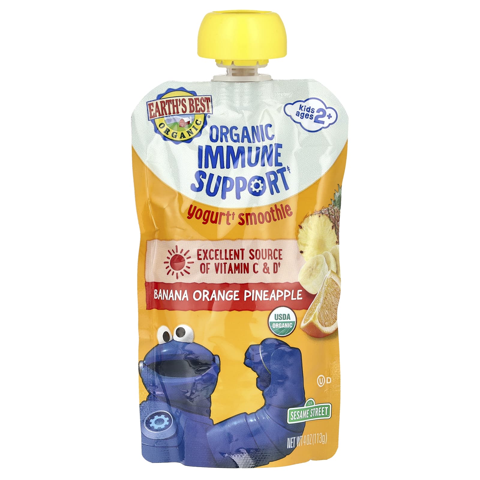 Earth's Best, Organic Immune Support Yogurt Smoothie, Ages 2+, Banana ...