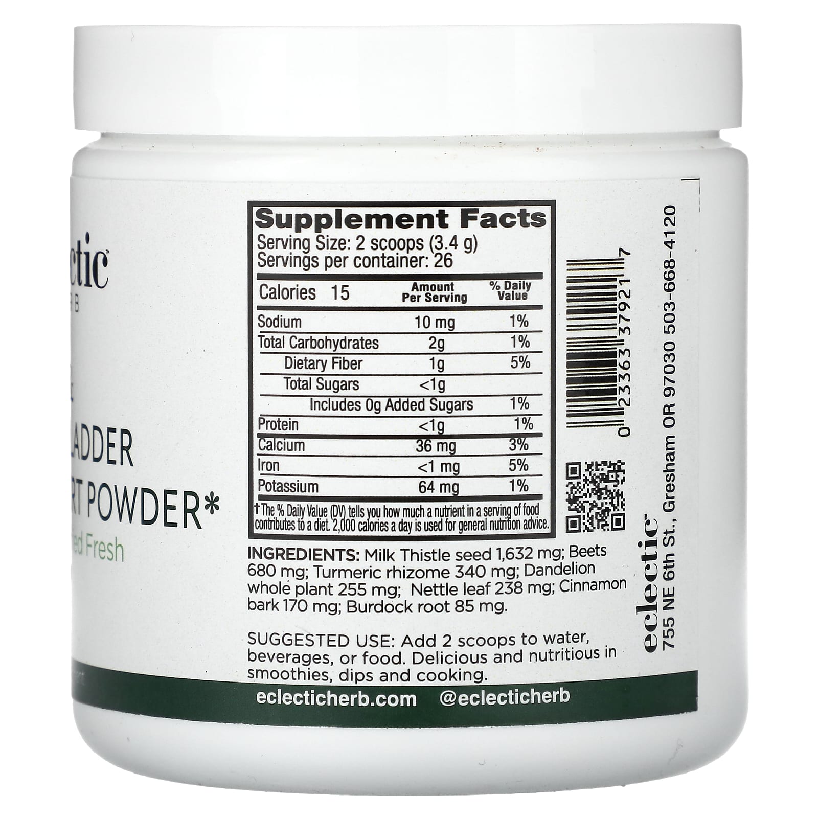 Eclectic Herb, Liver & Gallbladder Support Powder, 3.2 oz (90 g)