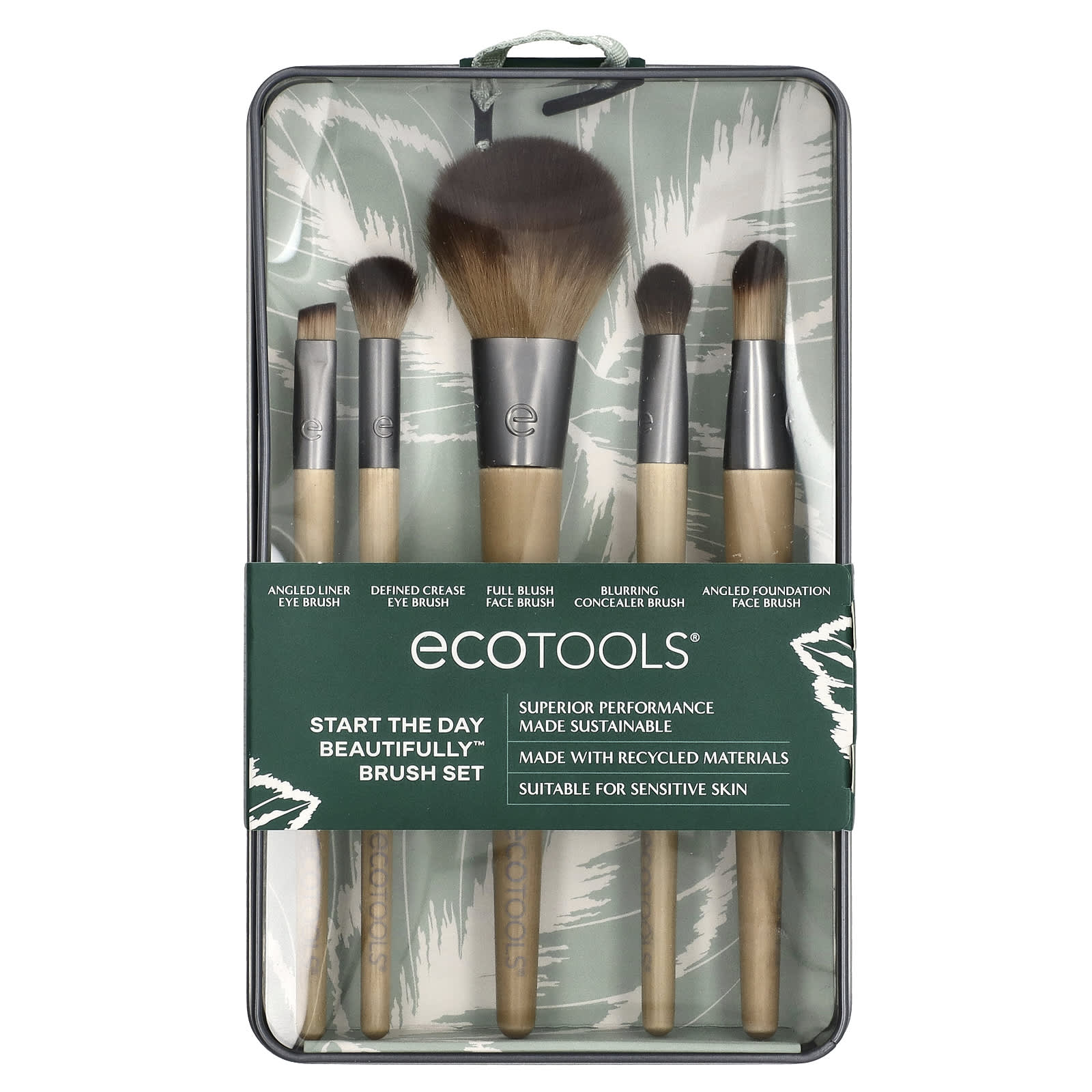 EcoTools, Start The Day Beautifully Brush Set, 5 Piece Set & Storage Tin