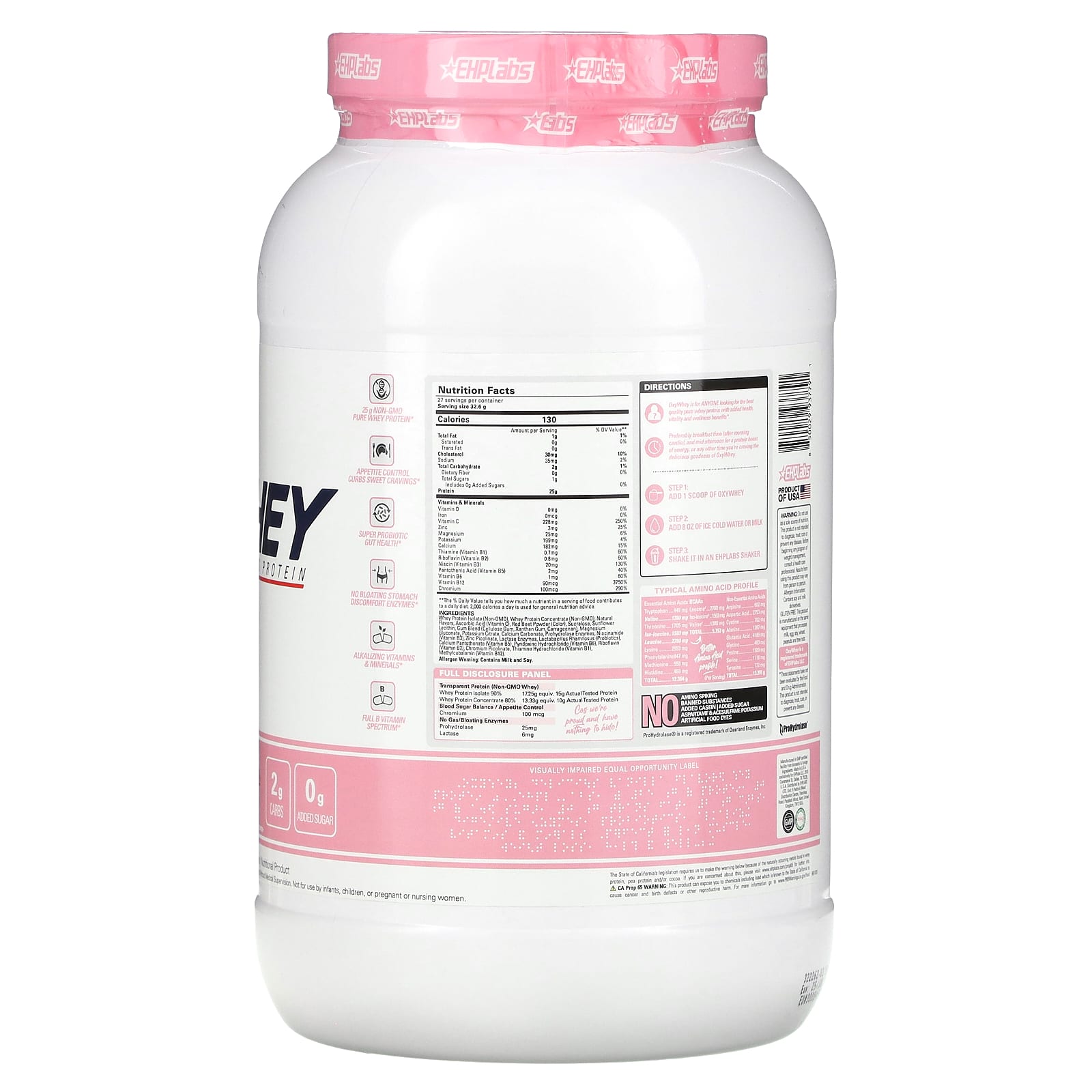 EHPlabs, OxyWhey, Lean Wellness Protein, Strawberry Milkshake, 1.94 lb ...