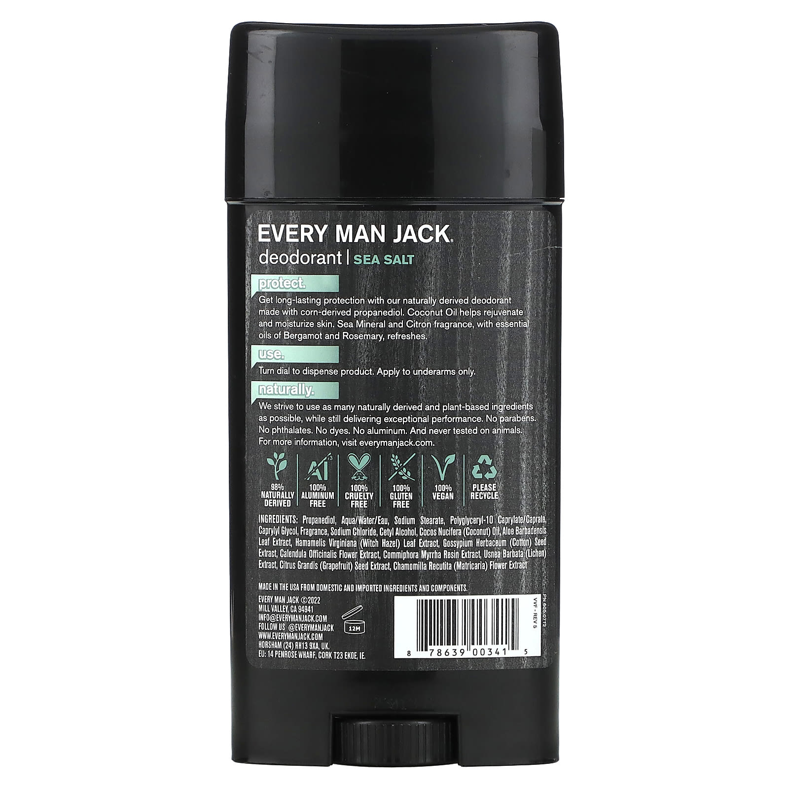 Every Man Jack, Deodorant, Aluminum Free, Sea Salt, 2.7 oz (76.5 g)