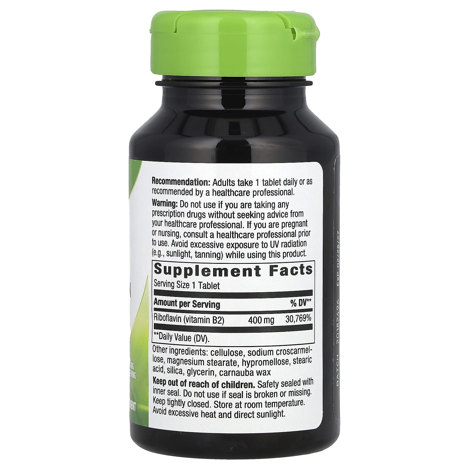 Nature's Way, Riboflavin Vitamin B2, 400 mg, 30 Tablets