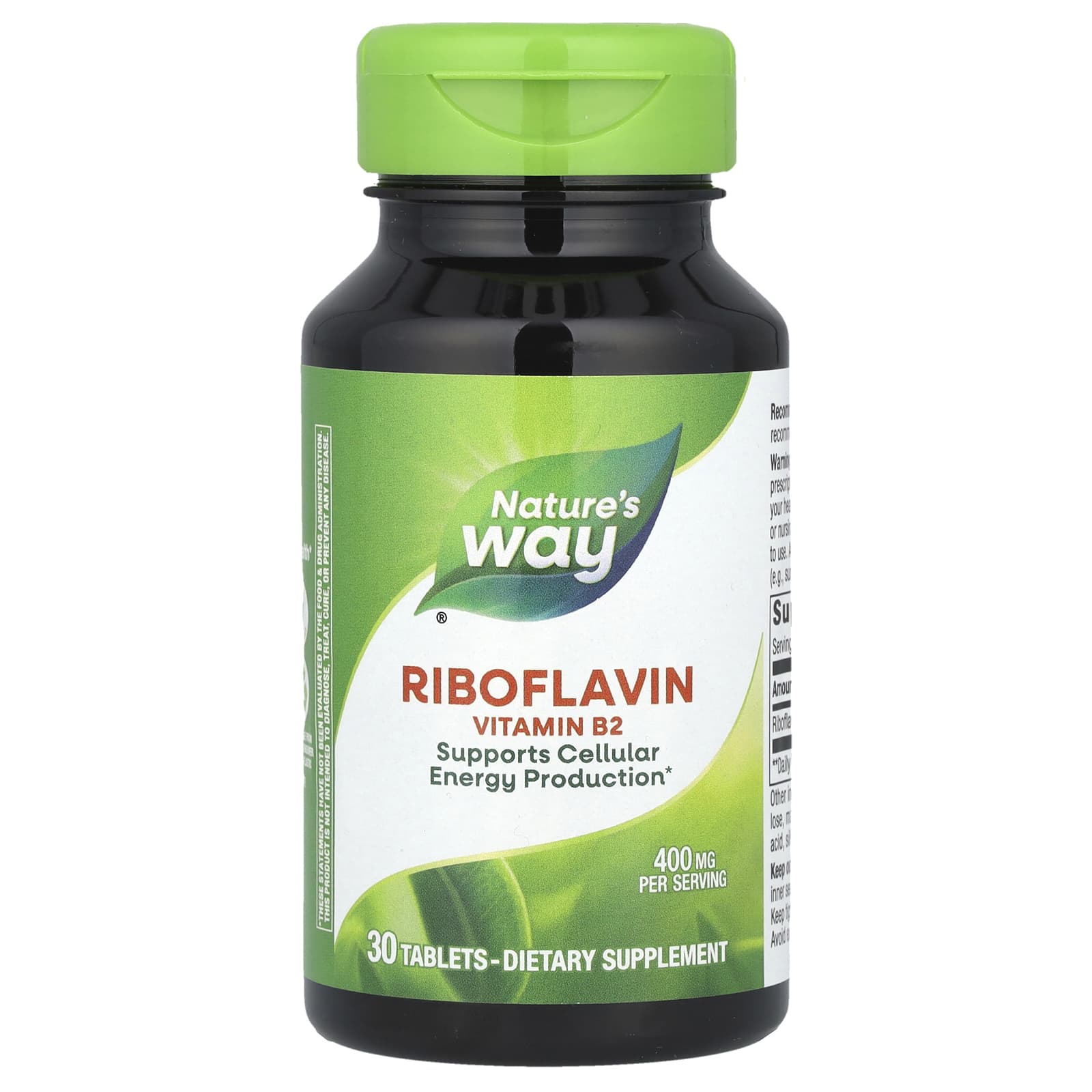 Nature's Way, Riboflavin Vitamin B2, 400 mg, 30 Tablets