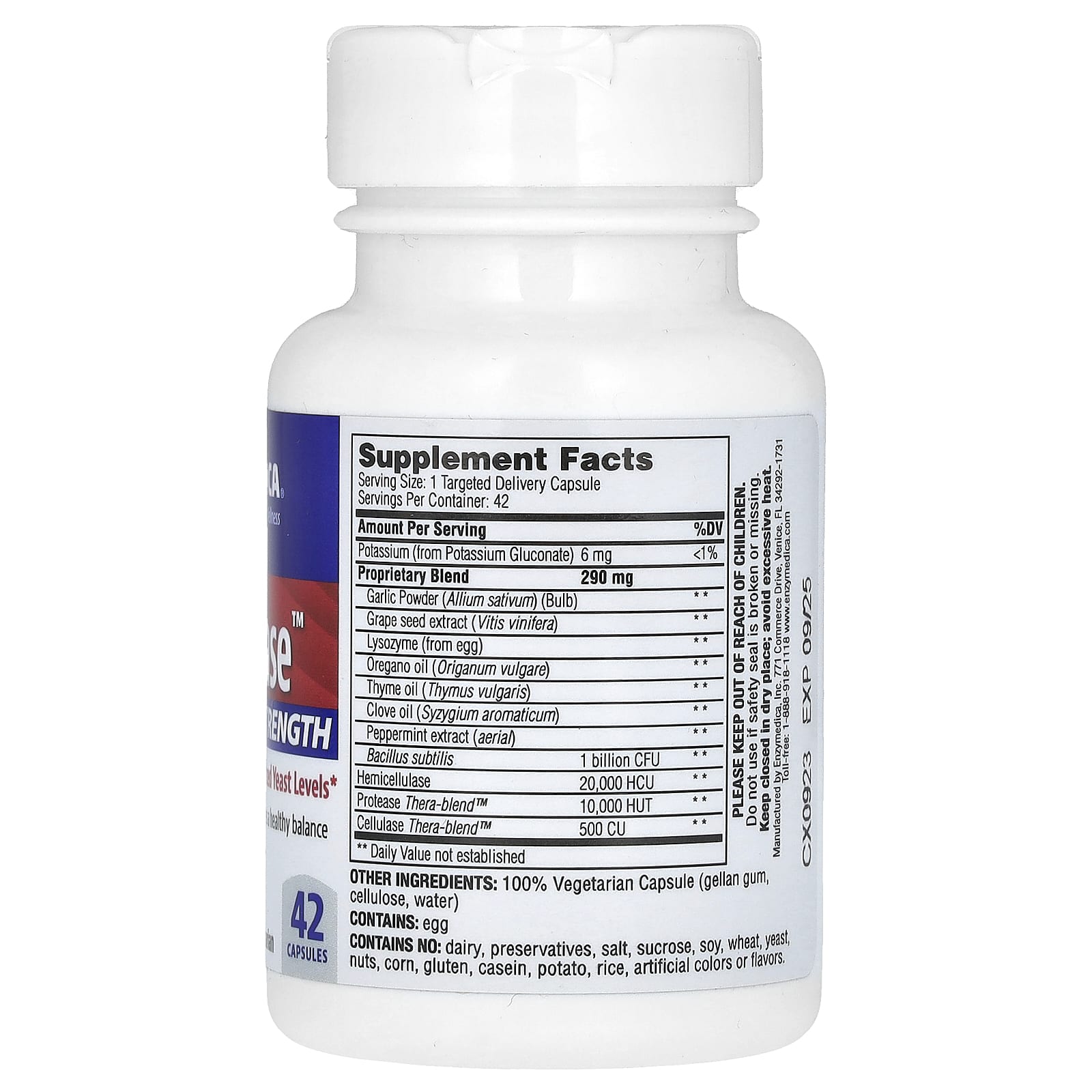 Enzymedica, Candidase, Extra Strength, 42 Capsules