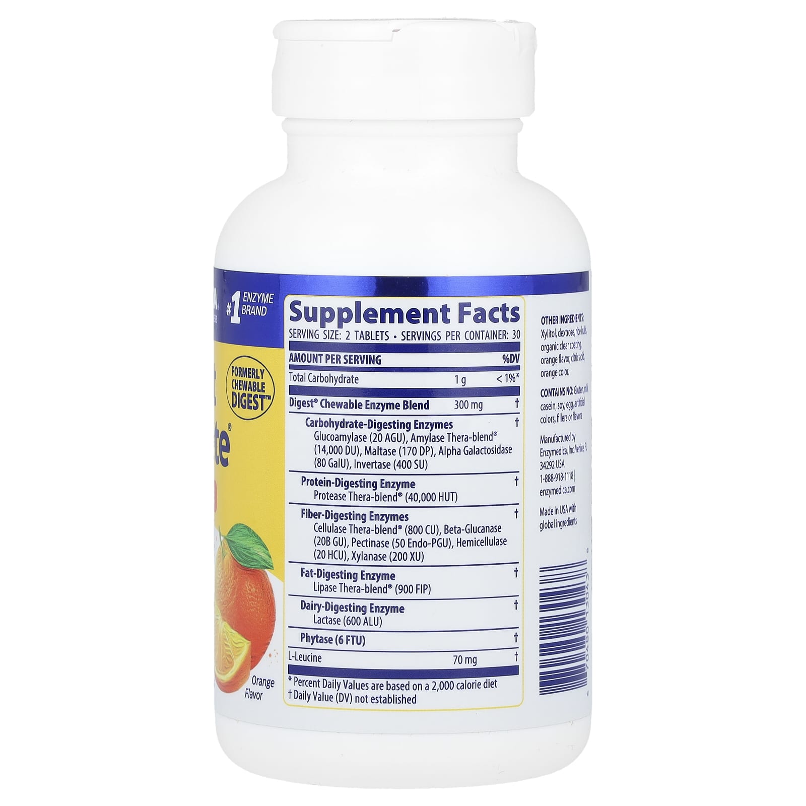 Enzymedica, Digest Complete Chewable, Orange, 60 Tablets