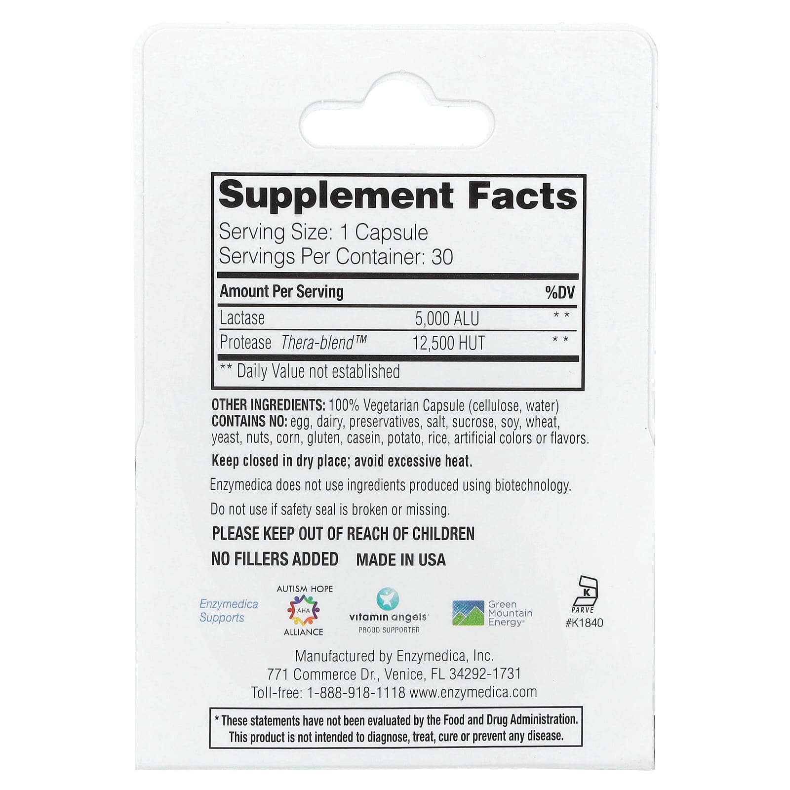 Enzymedica, DairyAssist, 30 Capsules