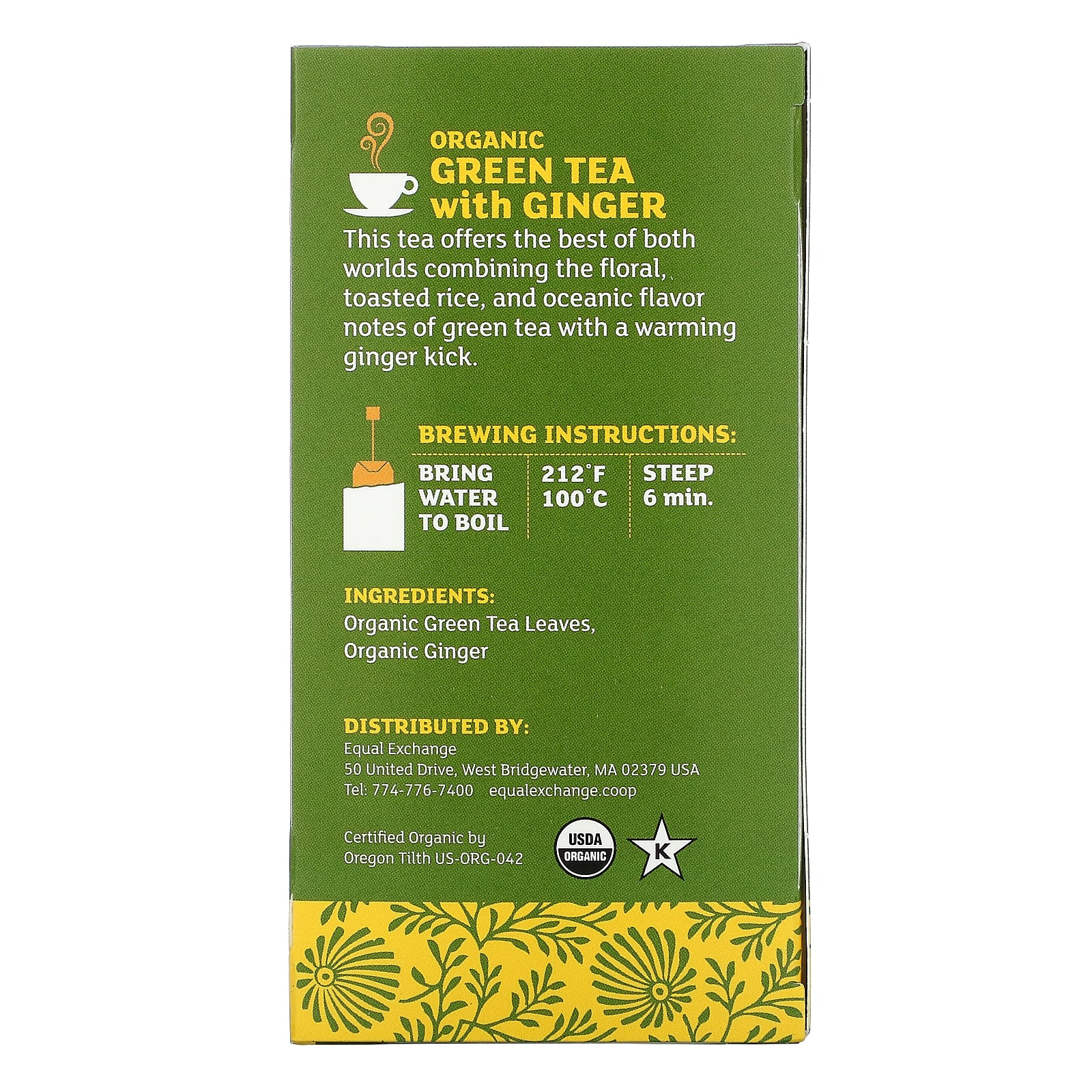 Equal Exchange, Organic Green Tea with Ginger, 20 Tea Bags, 1.05 oz (30 g)