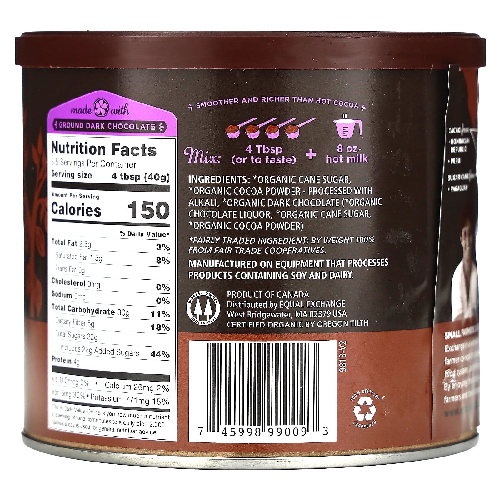 Equal Exchange, Organic Dark Hot Chocolate, 12 oz (340 g)