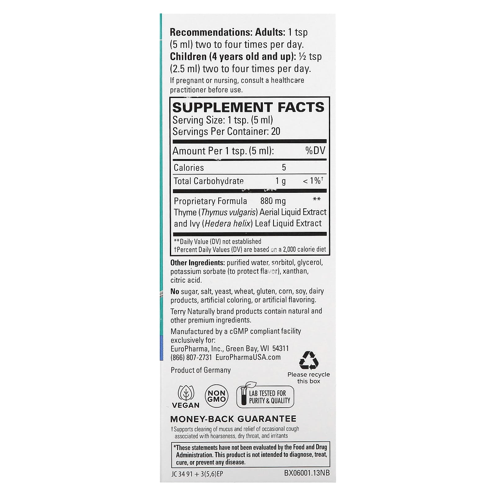 Terry Naturally, Bronchial Clear Syrup, 3.4 fl oz (100 ml)