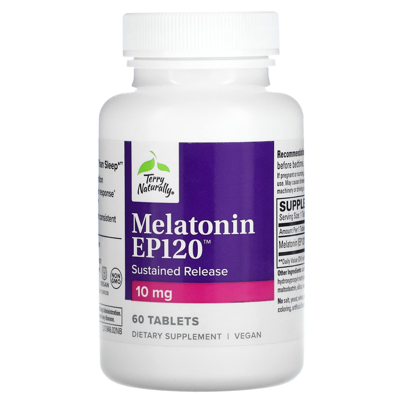 Terry Naturally, Melatonin EP120, Sustained Release, 10 mg, 60 Tablets