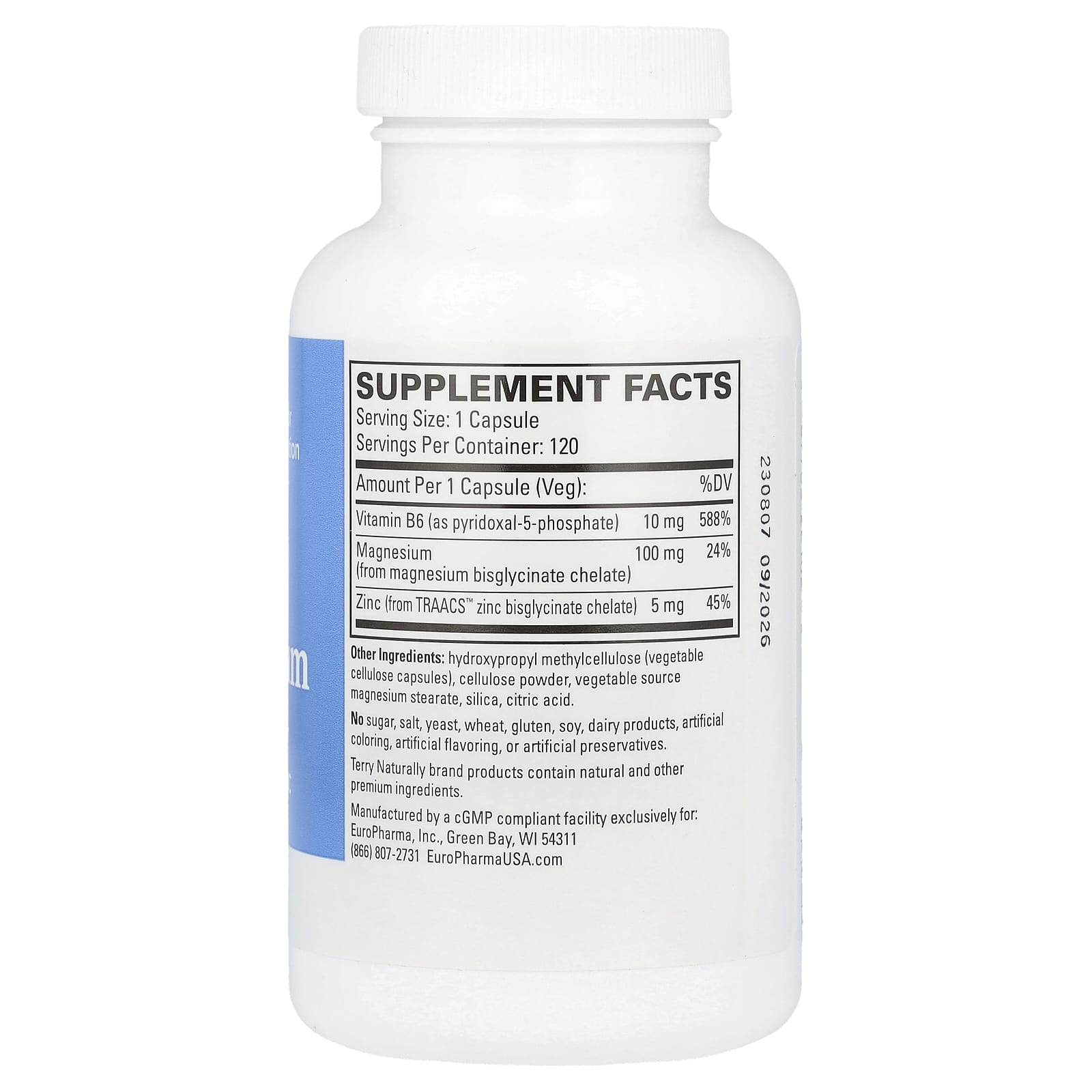 Terry Naturally, BioActive Magnesium Complex with P-5-P and Zinc, 120 ...