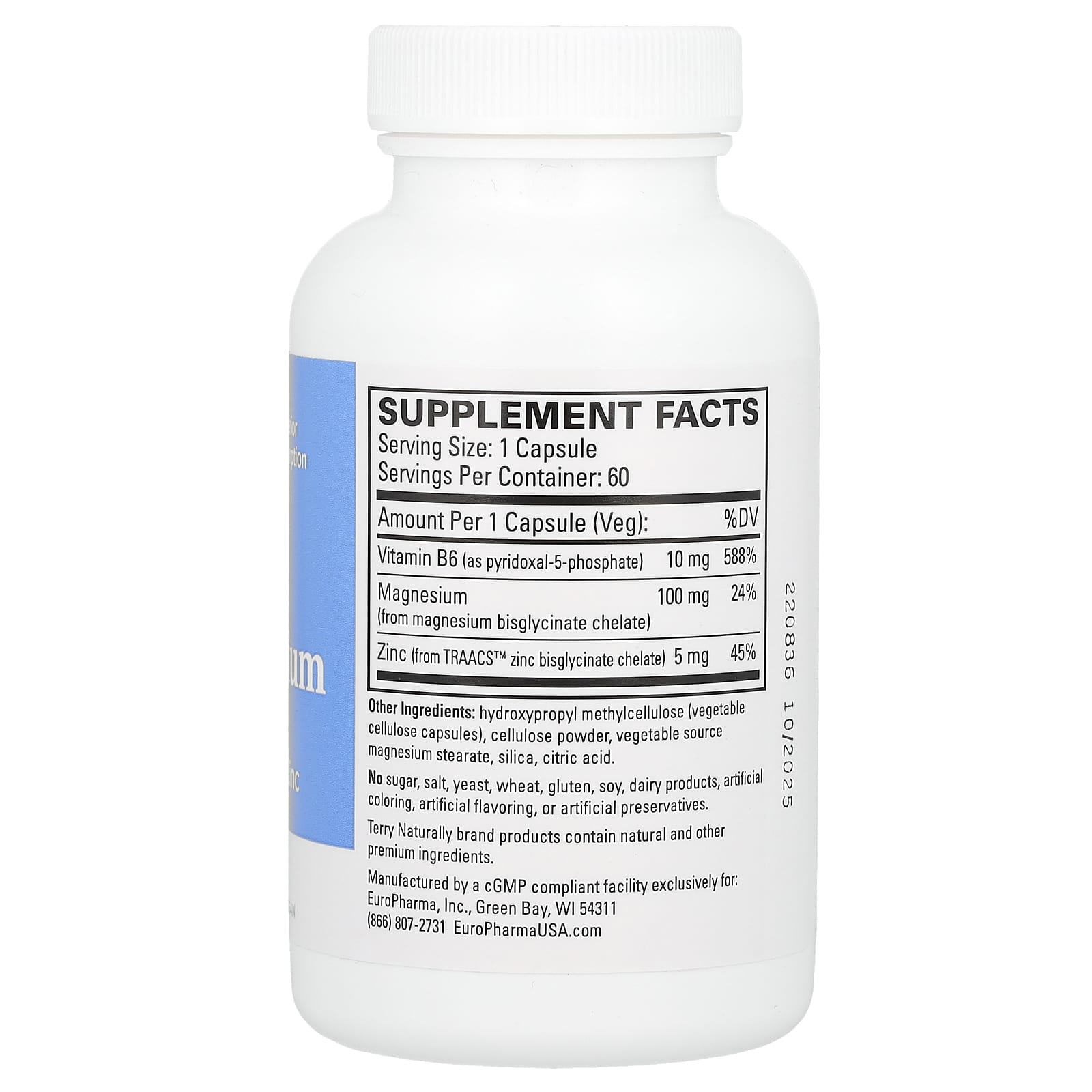 Terry Naturally, BioActive Magnesium Complex with P-5-P and Zinc, 60 ...