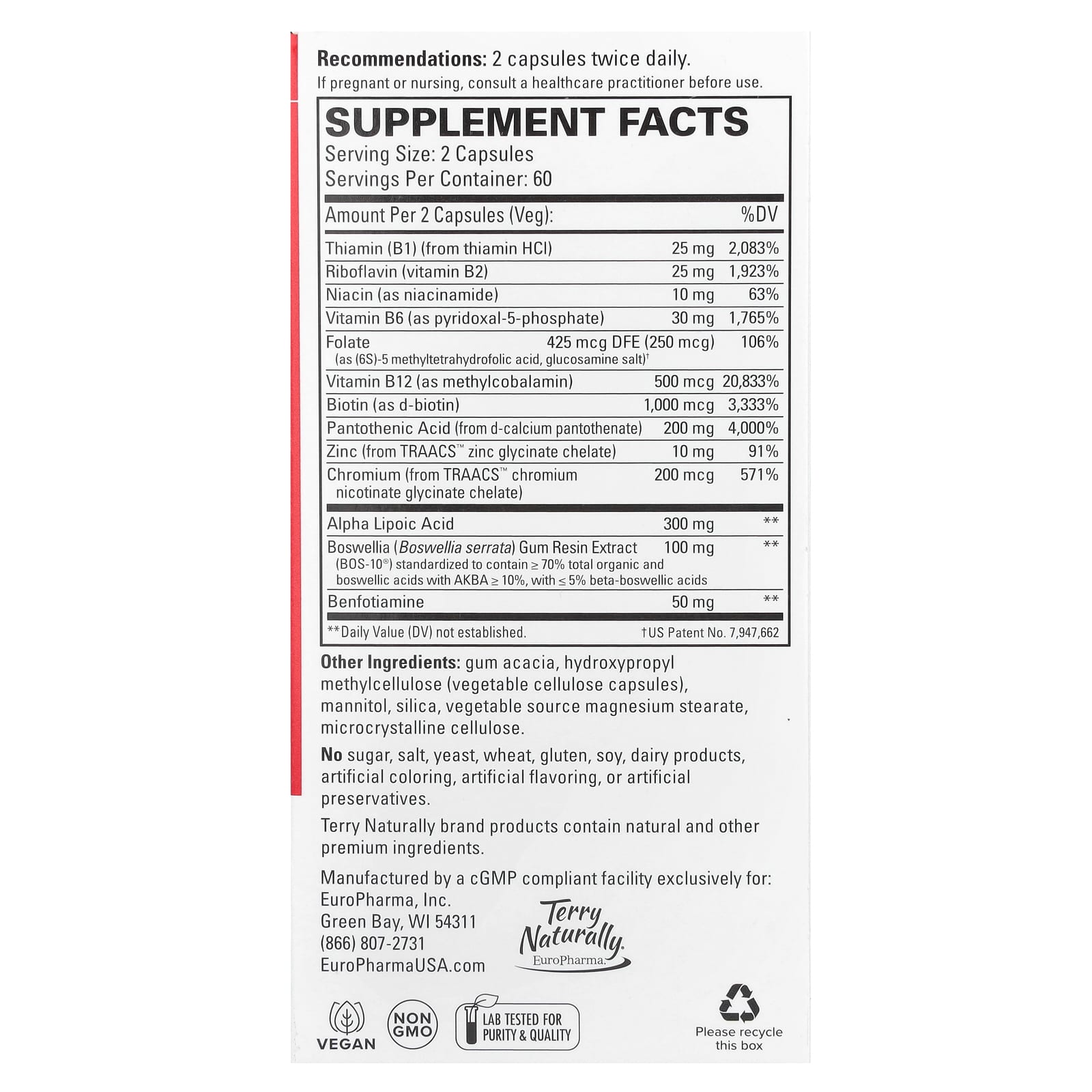 Terry Naturally, Healthy Feet & Nerves™, 120 Capsules