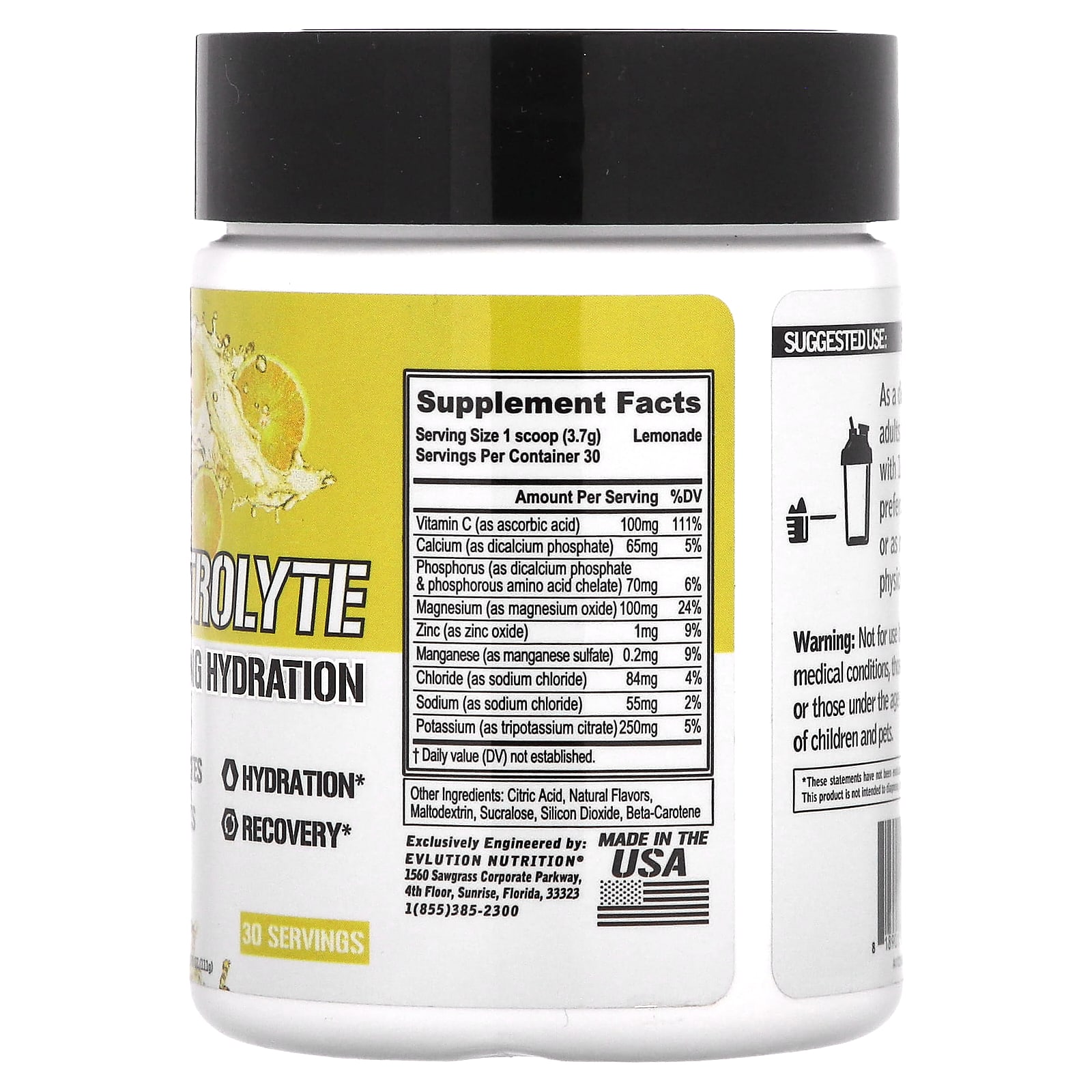 EVLution Nutrition, Electrolyte Volumizing Hydration, Lemonade, 3.91 oz ...