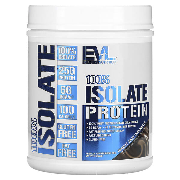 EVLution Nutrition, 100% Isolate Protein, Double Rich Chocolate, 1 lb ...