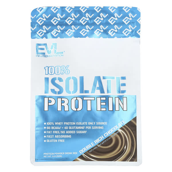 EVLution Nutrition, 100% Isolate Protein, Double Rich Chocolate, 1 lb ...