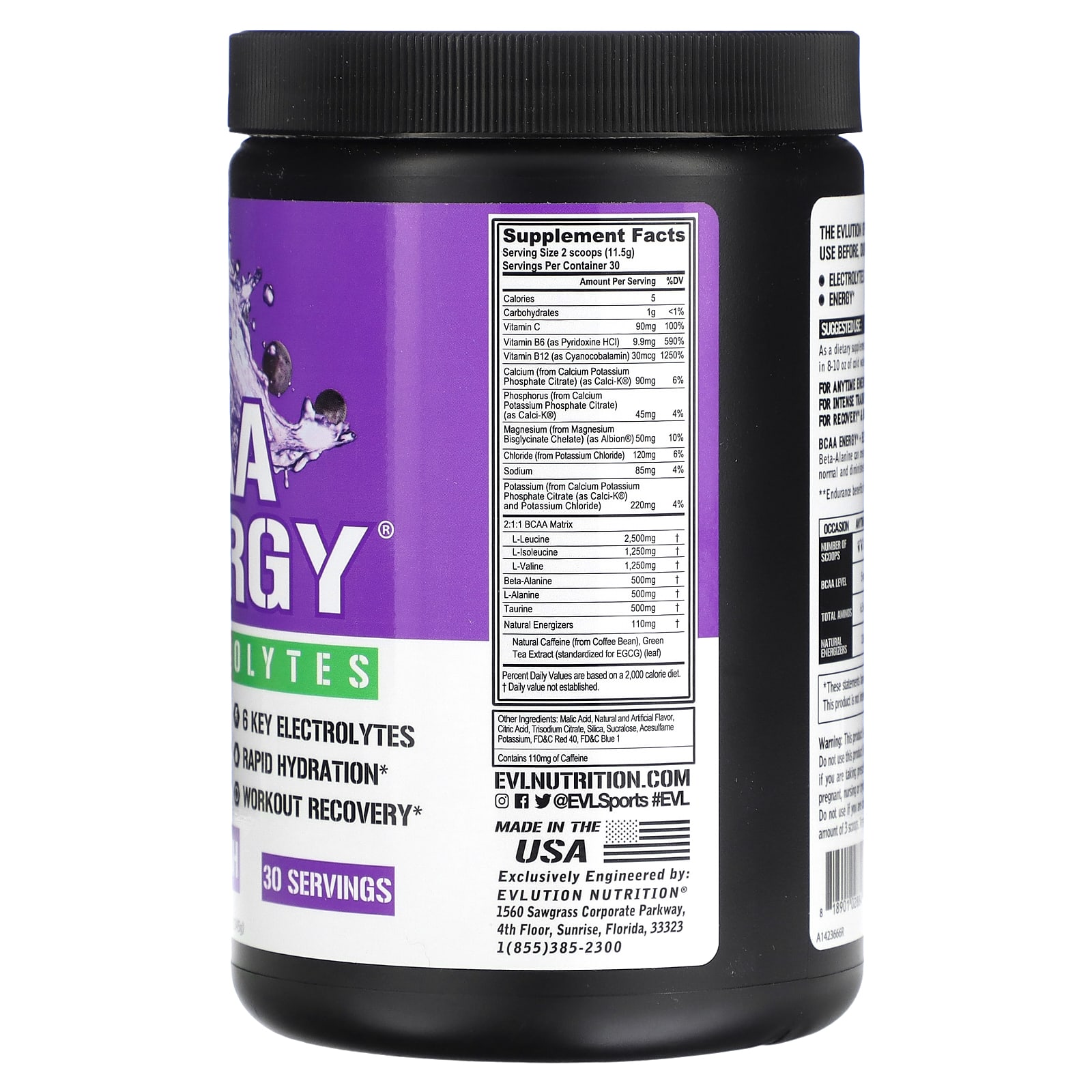 EVLution Nutrition, BCAA Energy Plus Electrolytes, Grape Splash, 12.2 ...