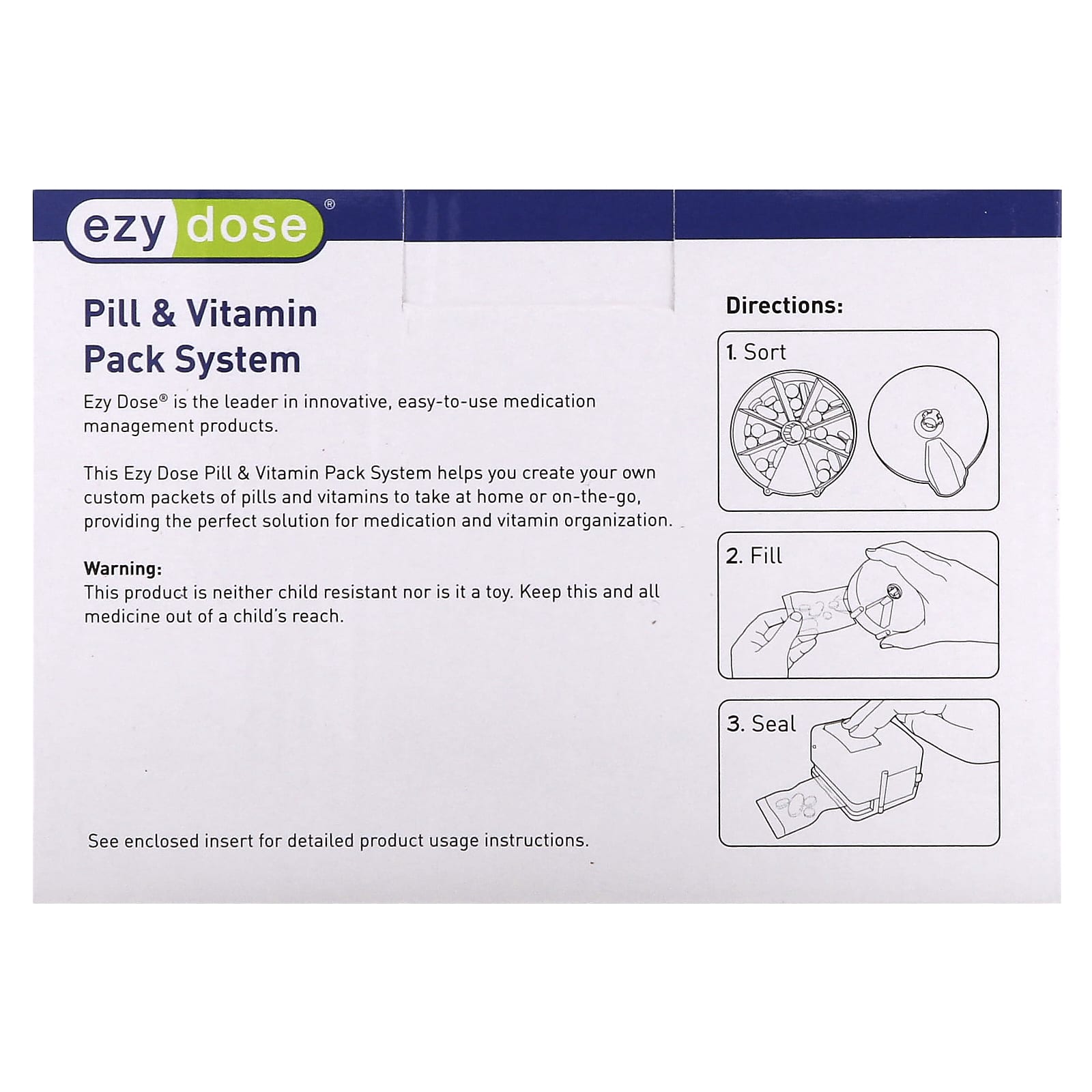 Ezy Dose, Pill & Vitamin Pack System, 1 Set