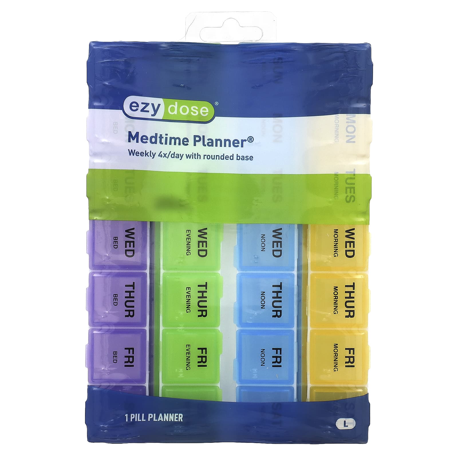 Ezy Dose, Weekly 4X/Day with Rounded Base Medtime Planner, Large, 1 Count